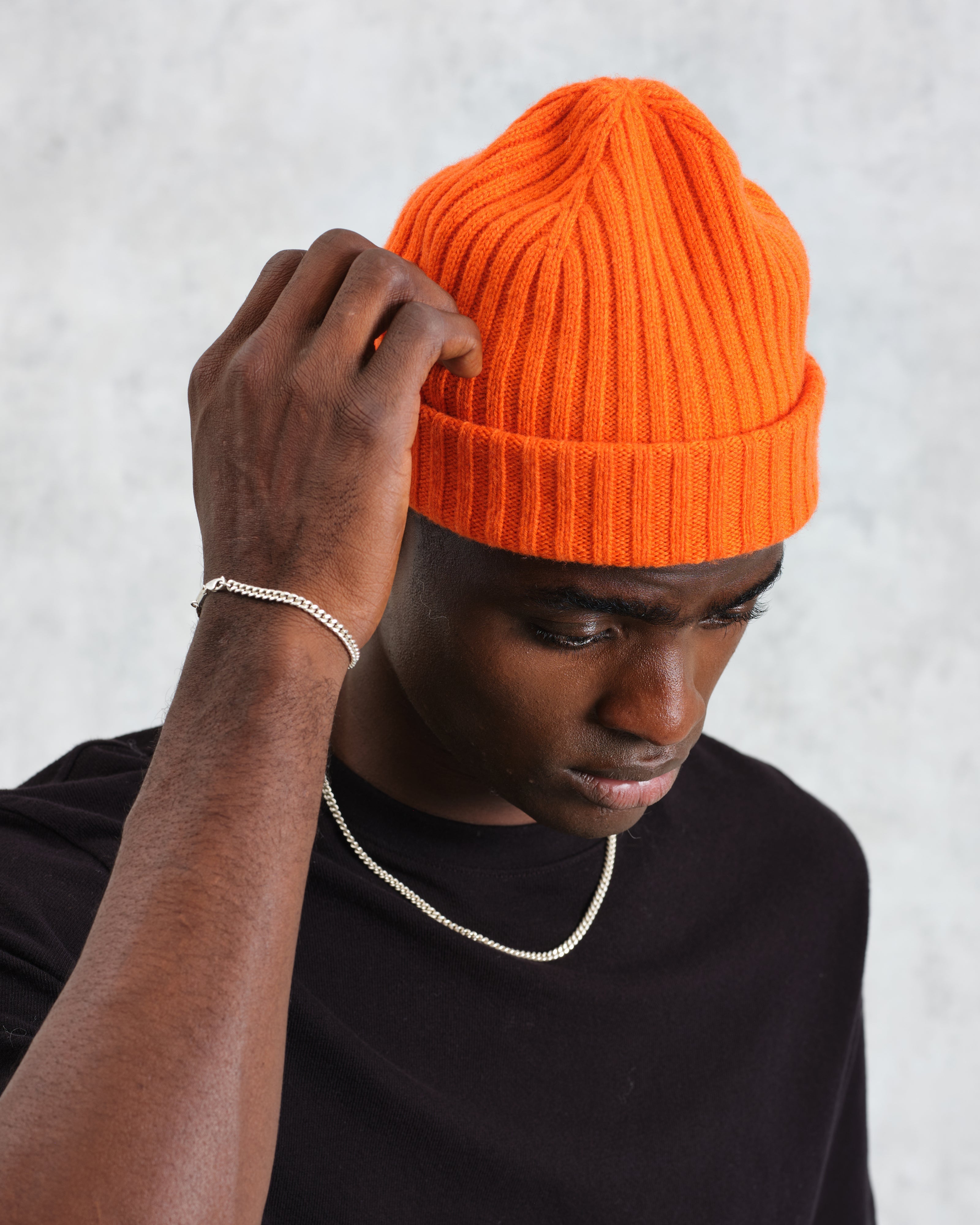 Belvoir - Orange Wool Fisherman Beanie & Wax London