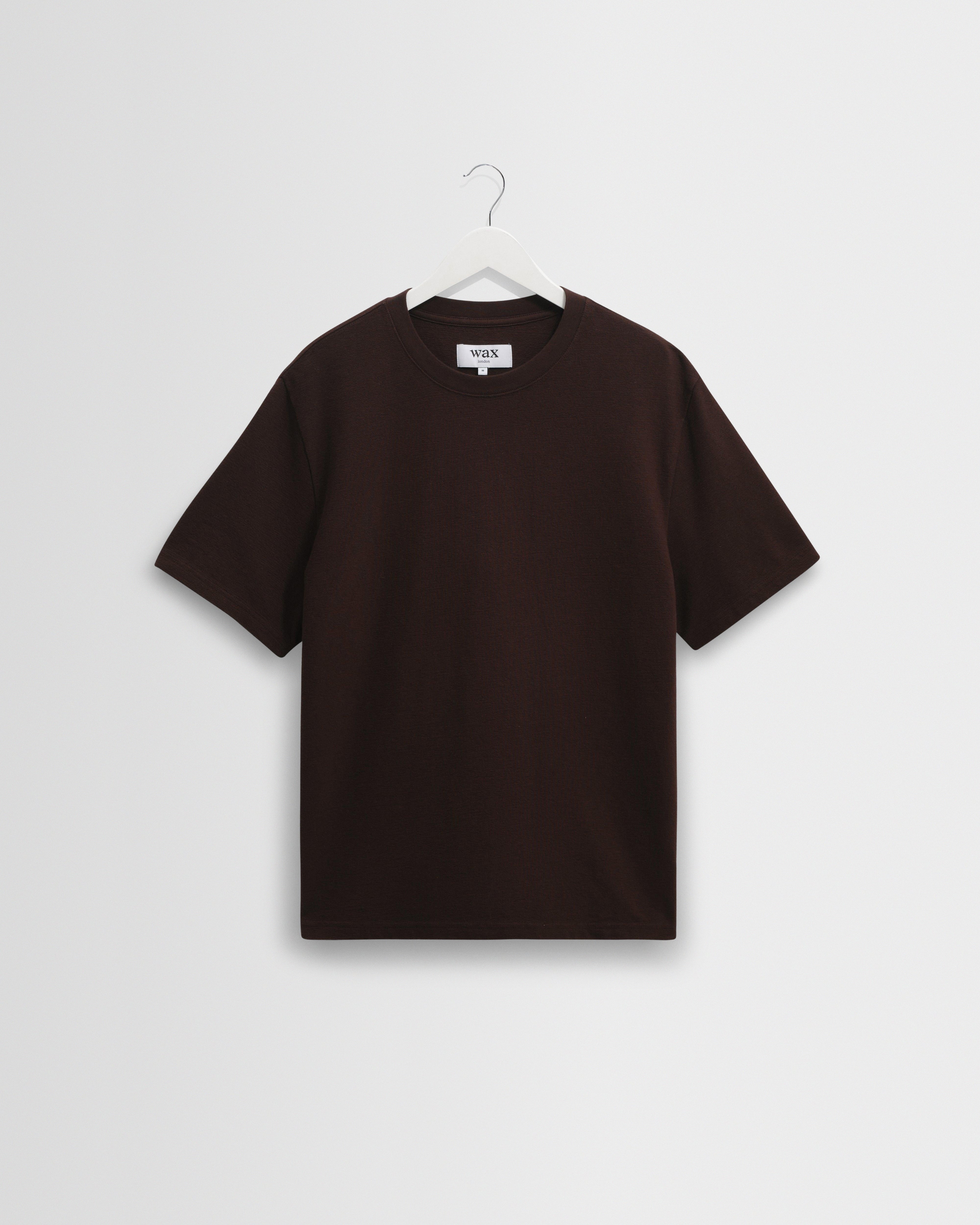 Men's Dark Brown Textured Organic Cotton T-Shirt & Wax London