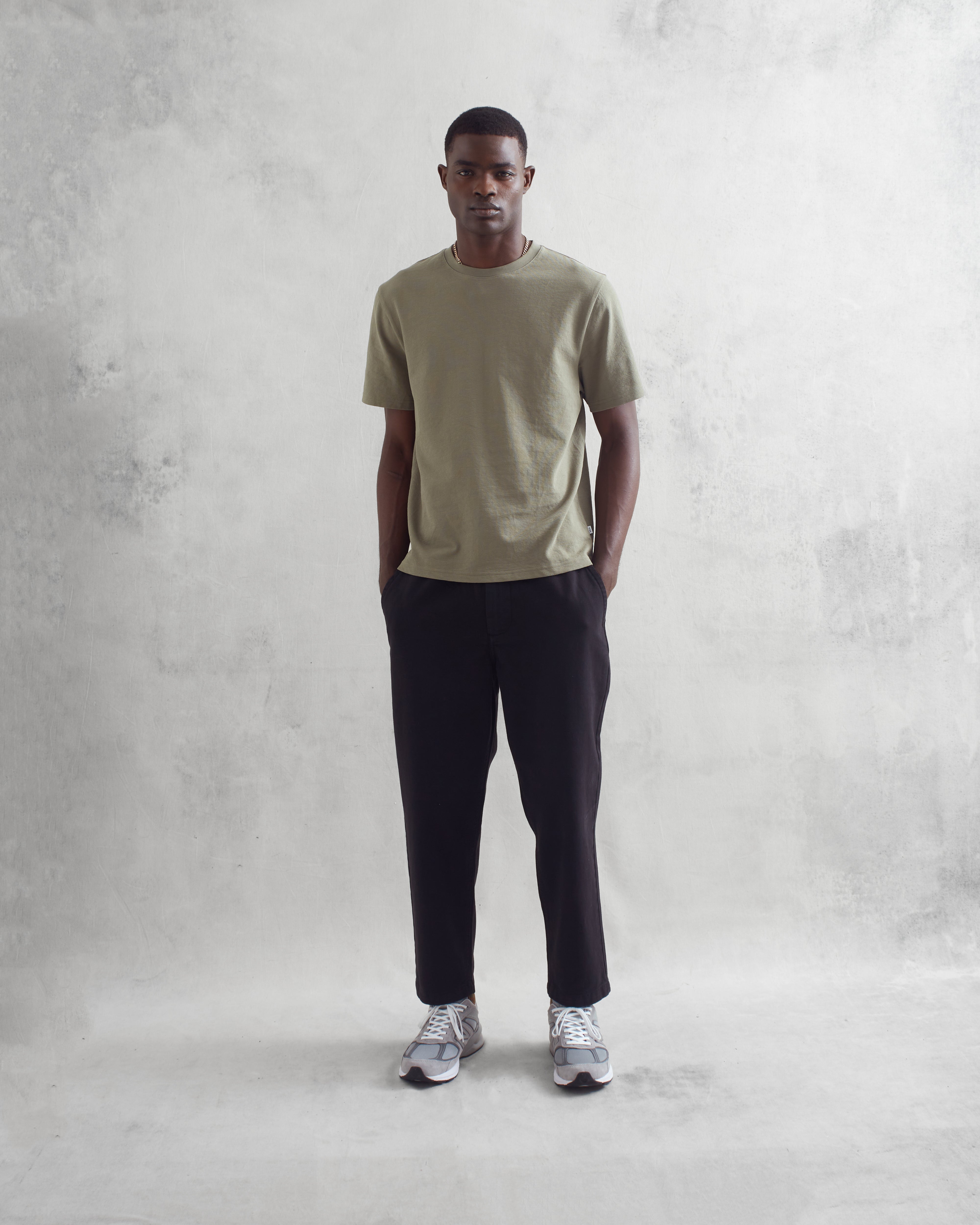 Men's Green Textured Organic Cotton T-Shirt & Wax London