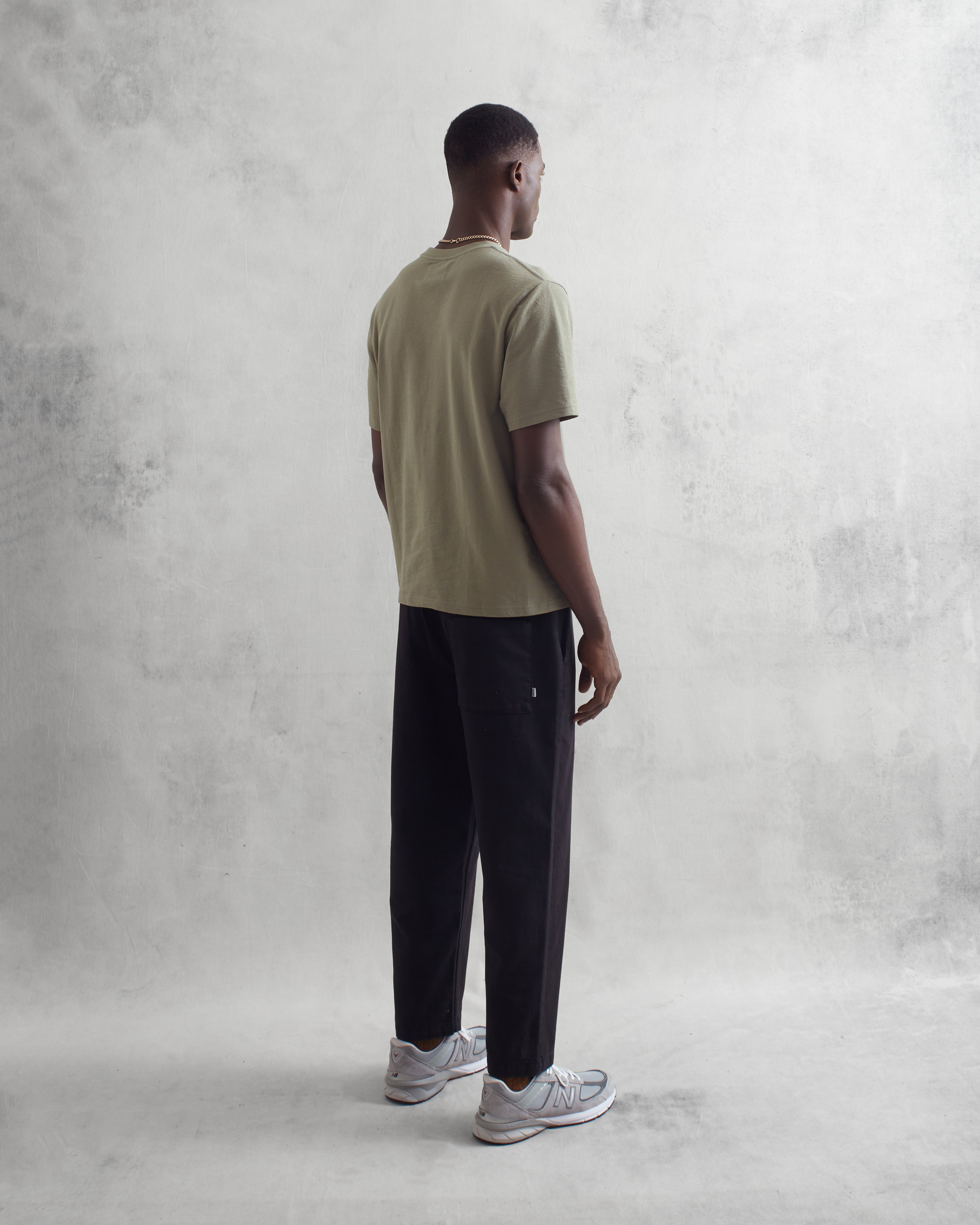 Men's Green Textured Organic Cotton T-Shirt & Wax London