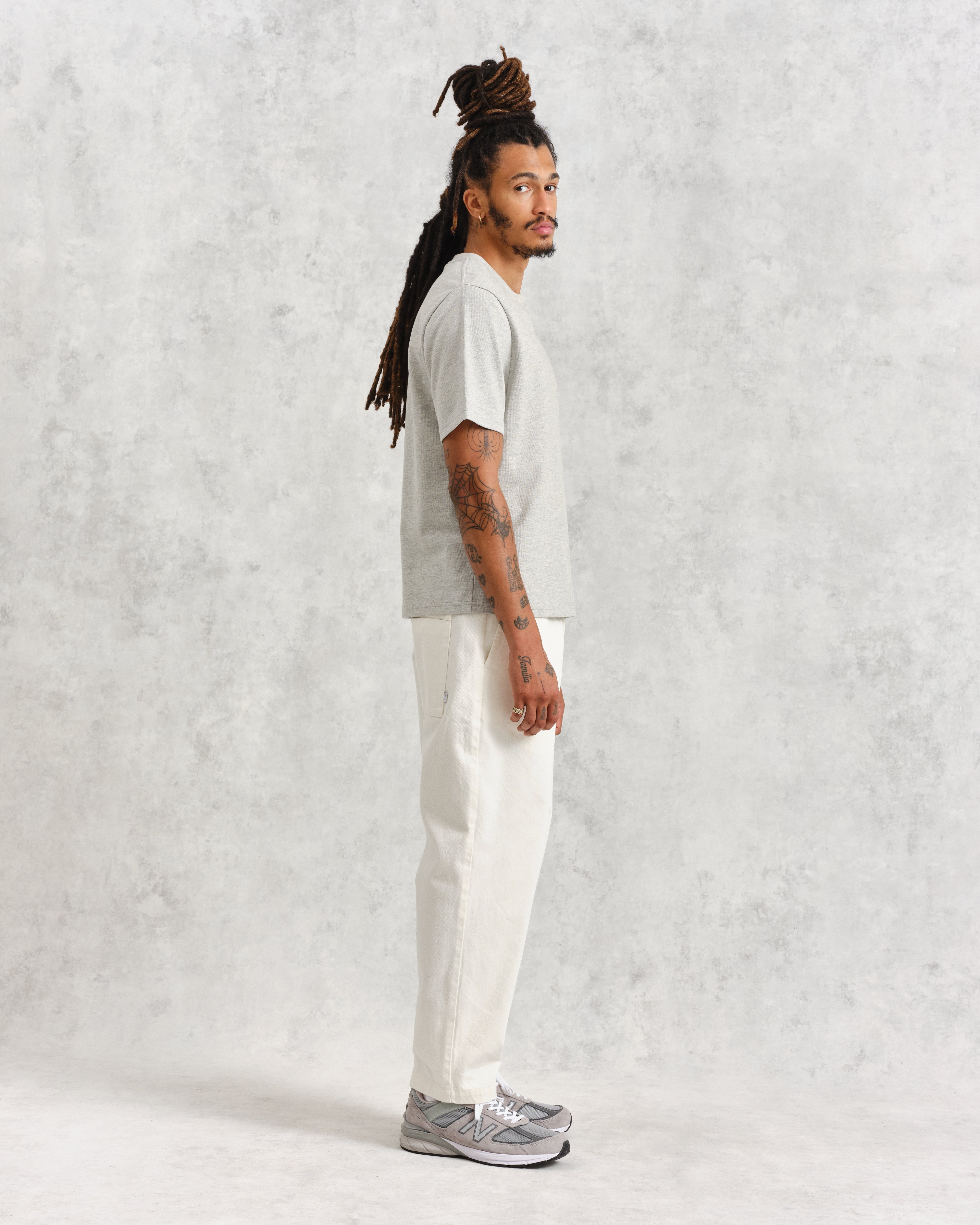 Men's Grey Marl Textured Organic Cotton T-Shirt & Wax London