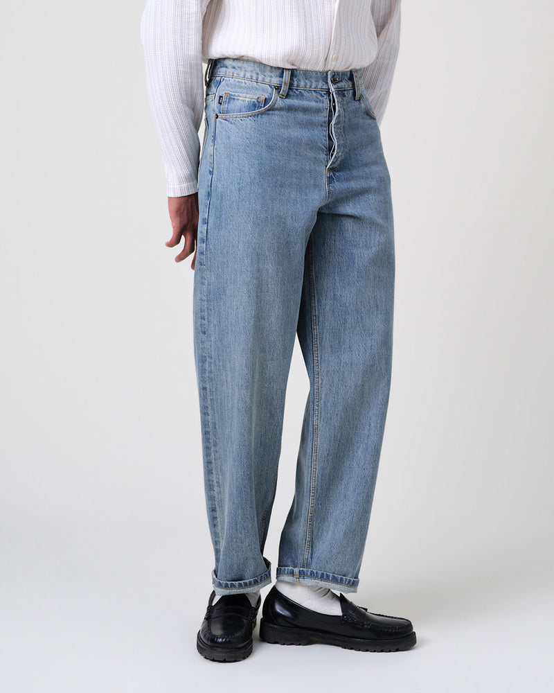 Men's Blue Wash Selvedge Loose Fit Denim Jeans & Wax London