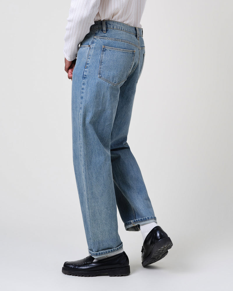 Men's Blue Wash Selvedge Loose Fit Denim Jeans & Wax London