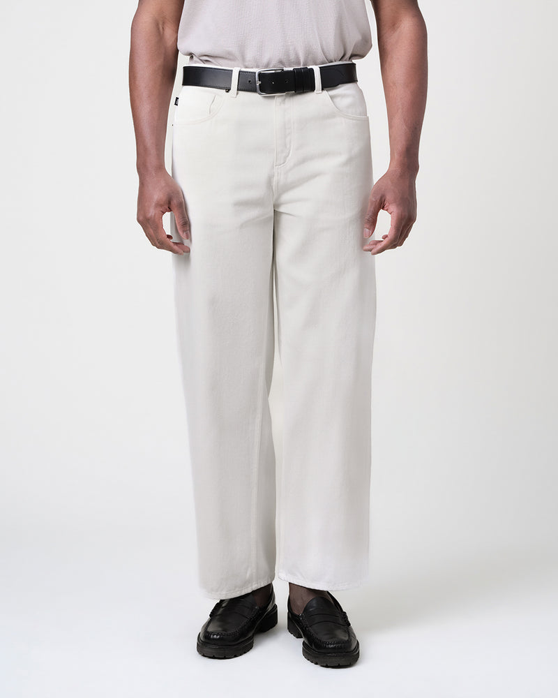 Men's Off White Loose Fit Denim Jeans & Wax London