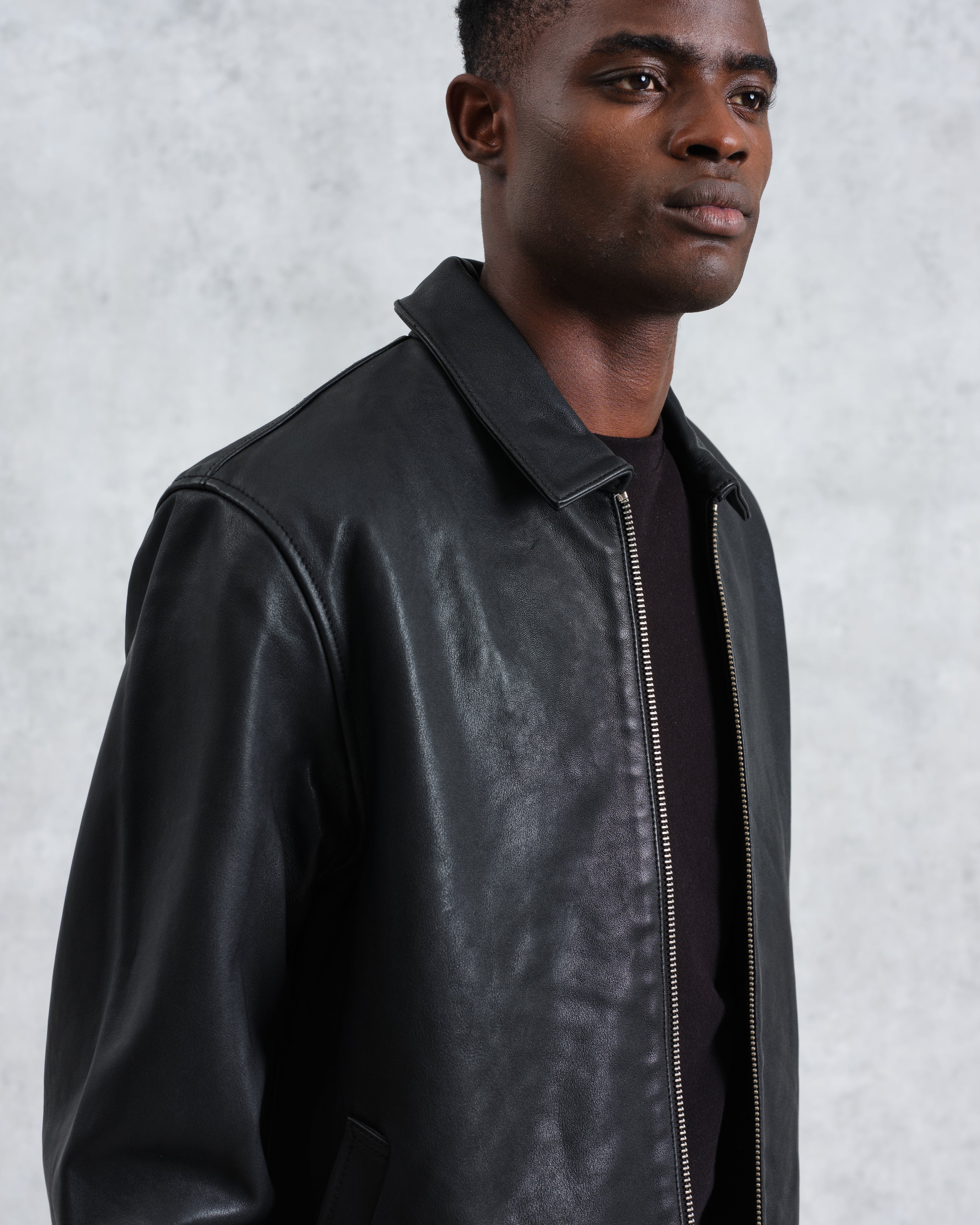 Men's Black Lamb Leather Jacket & Wax London