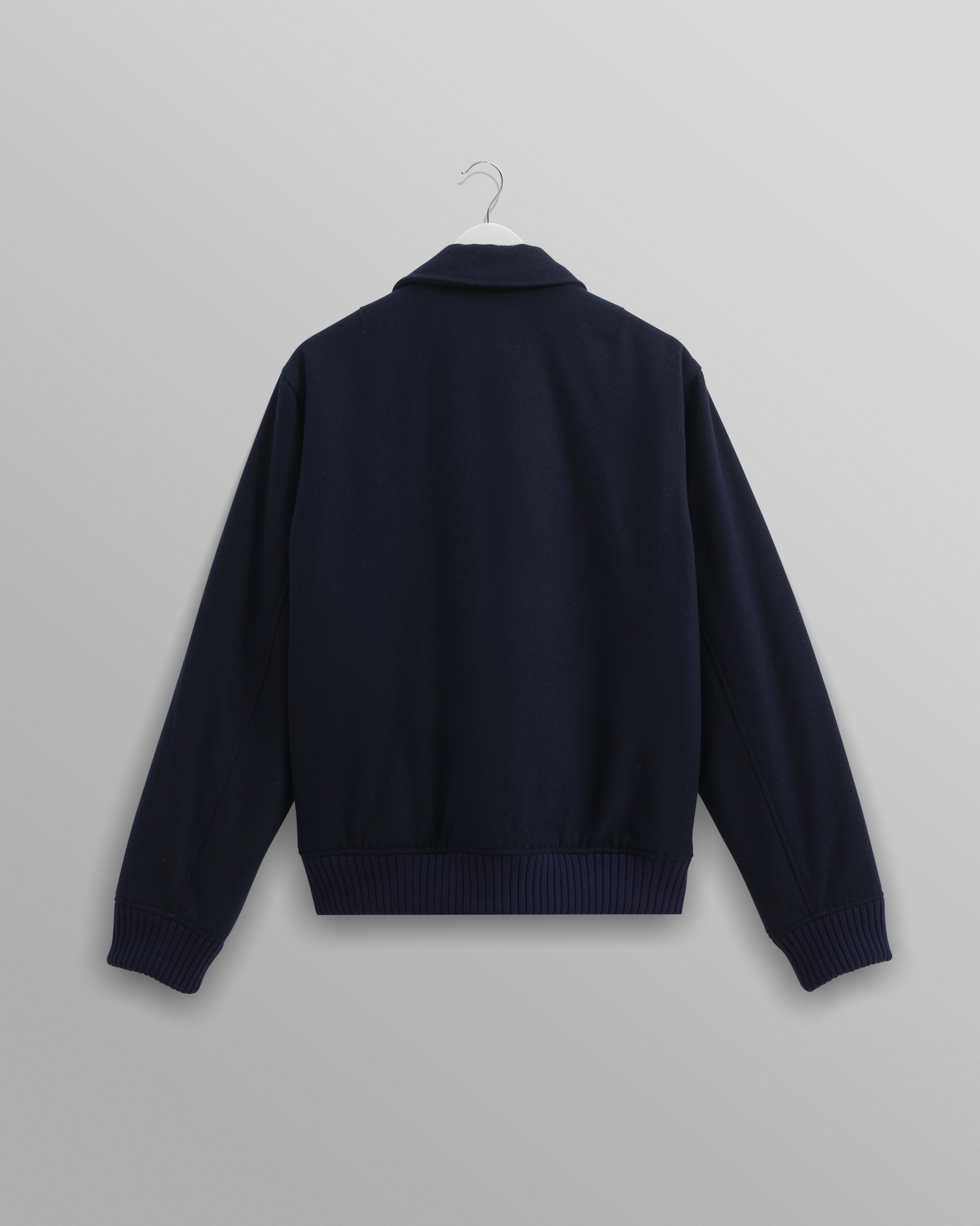 Men's Navy Wool Bomber Jacket & Wax London