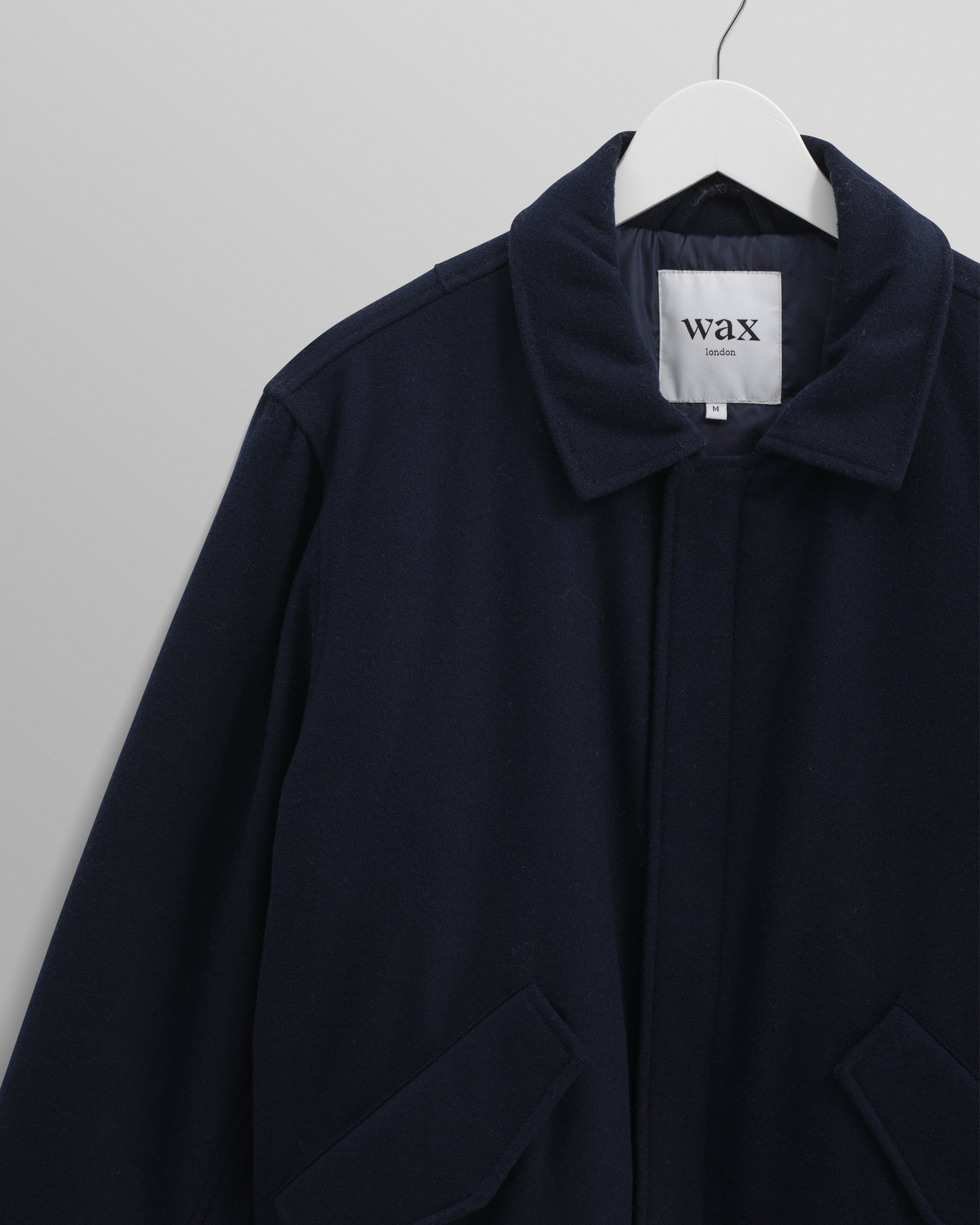 Men's Navy Wool Bomber Jacket & Wax London