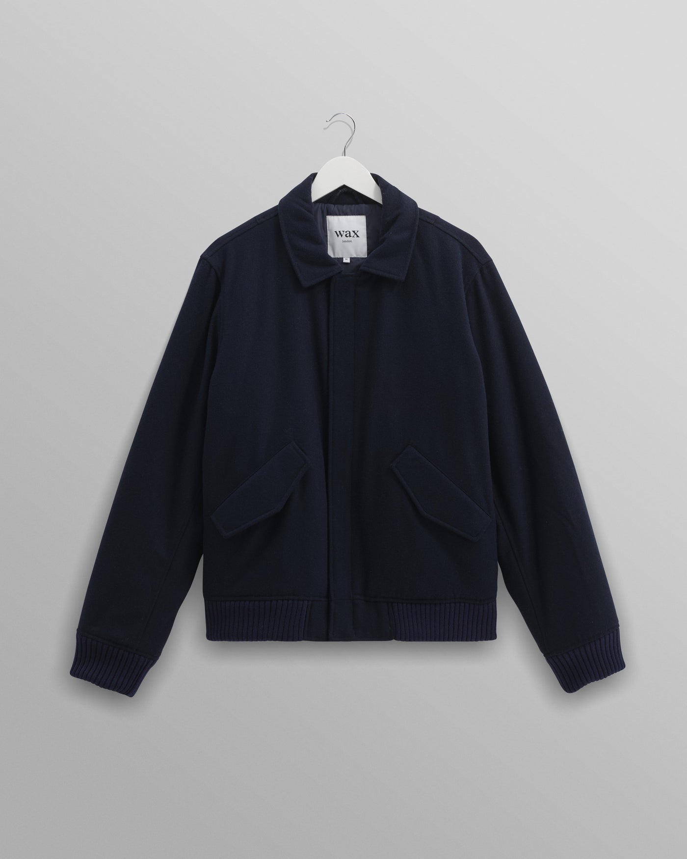 Men's Navy Wool Bomber Jacket & Wax London