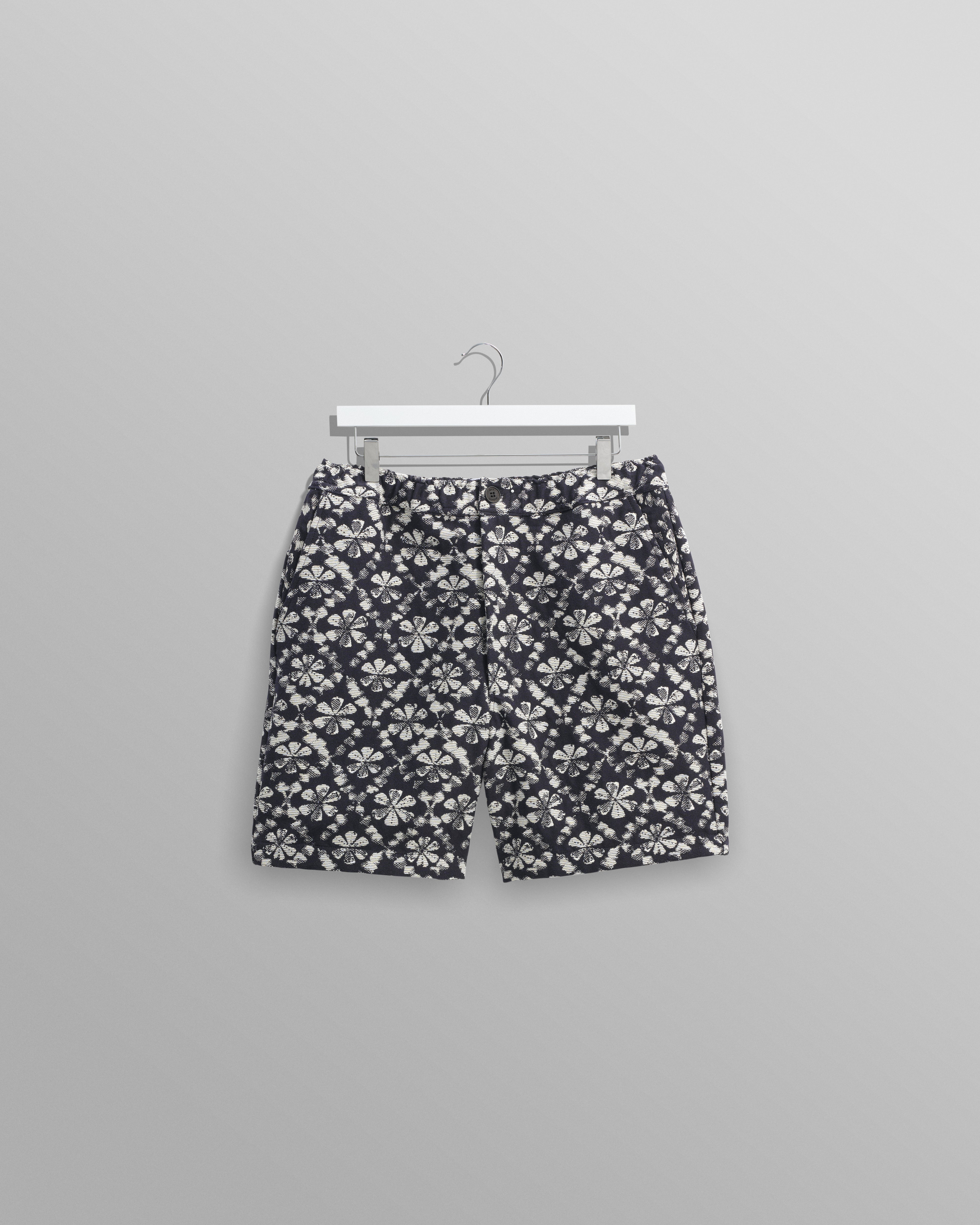 Men's Navy Flower Stamp Jacquard Shorts & Wax London