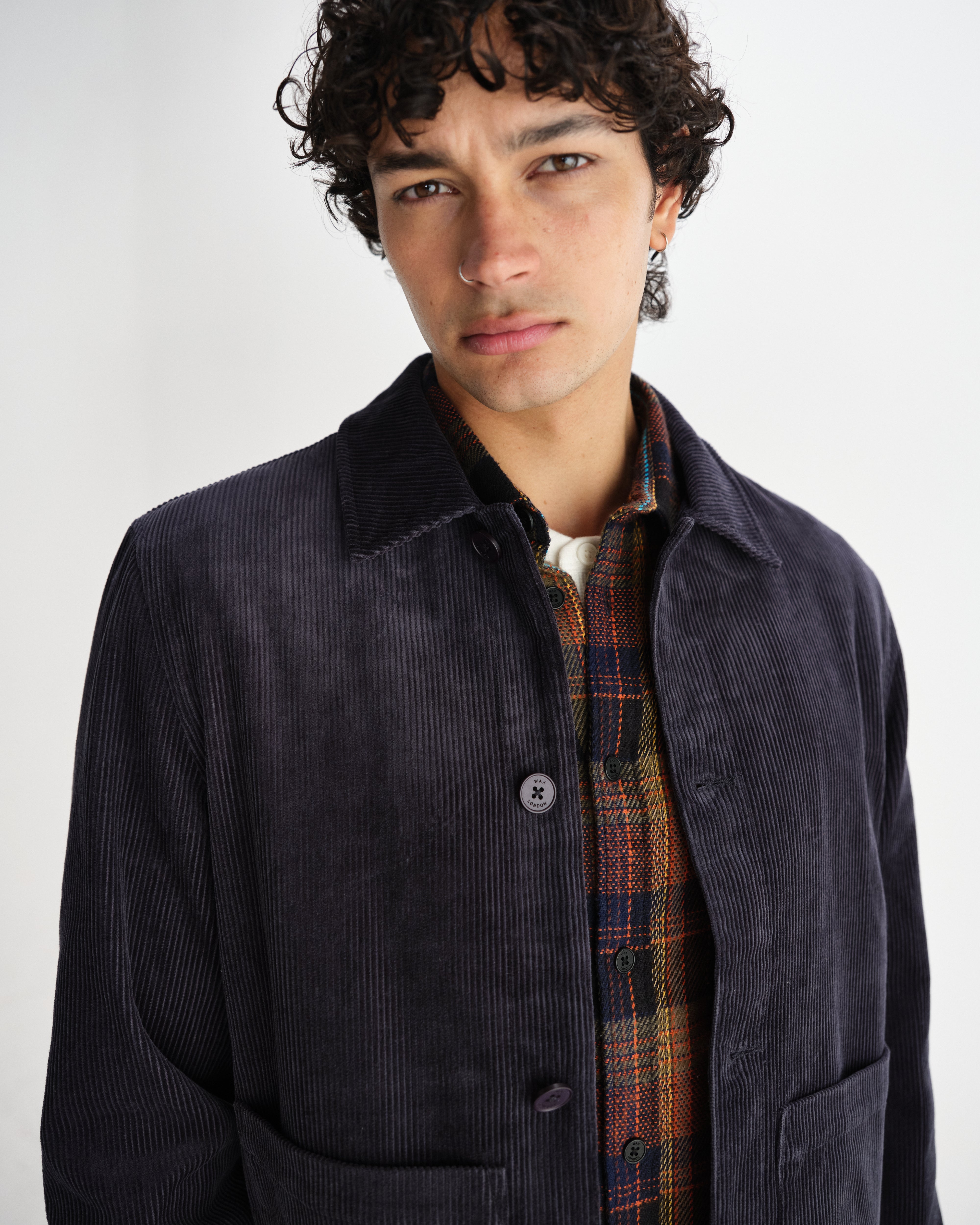 Men's Navy Corduroy Chore Jacket & Wax London