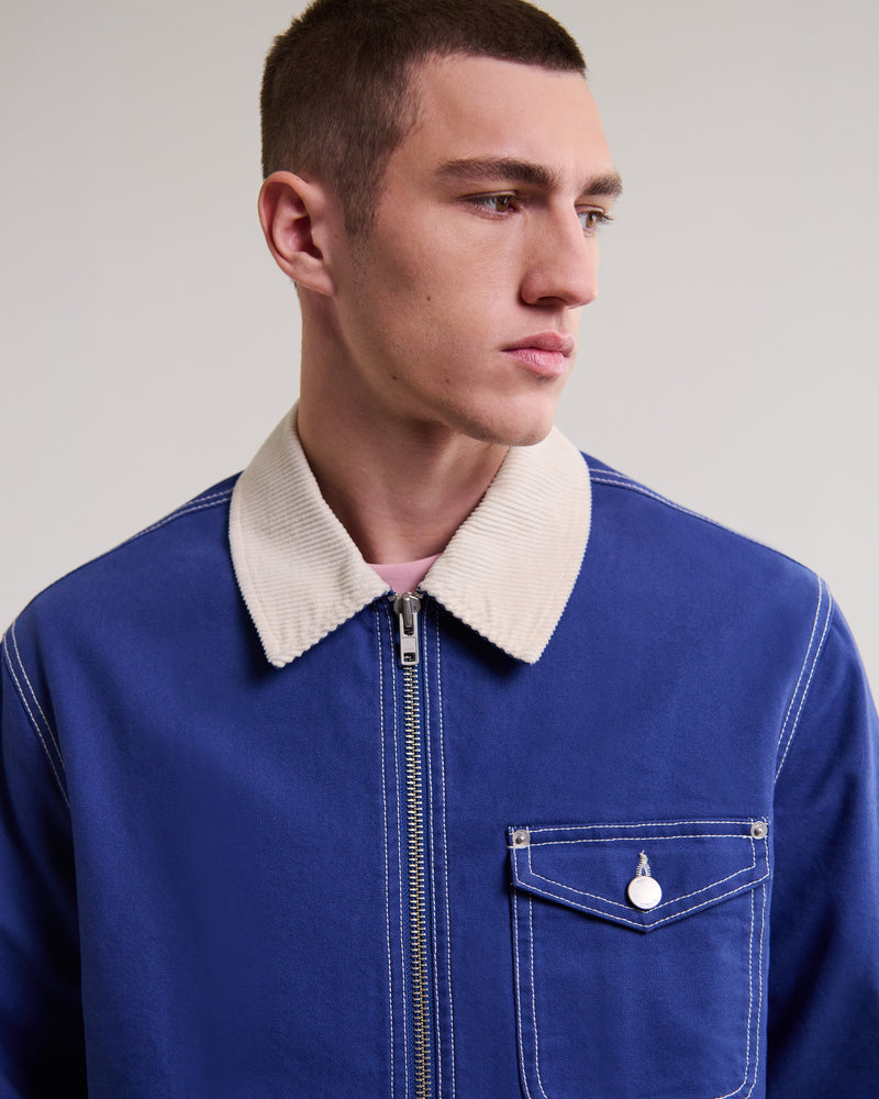 Men's Blue Canvas Work Jacket & Wax London