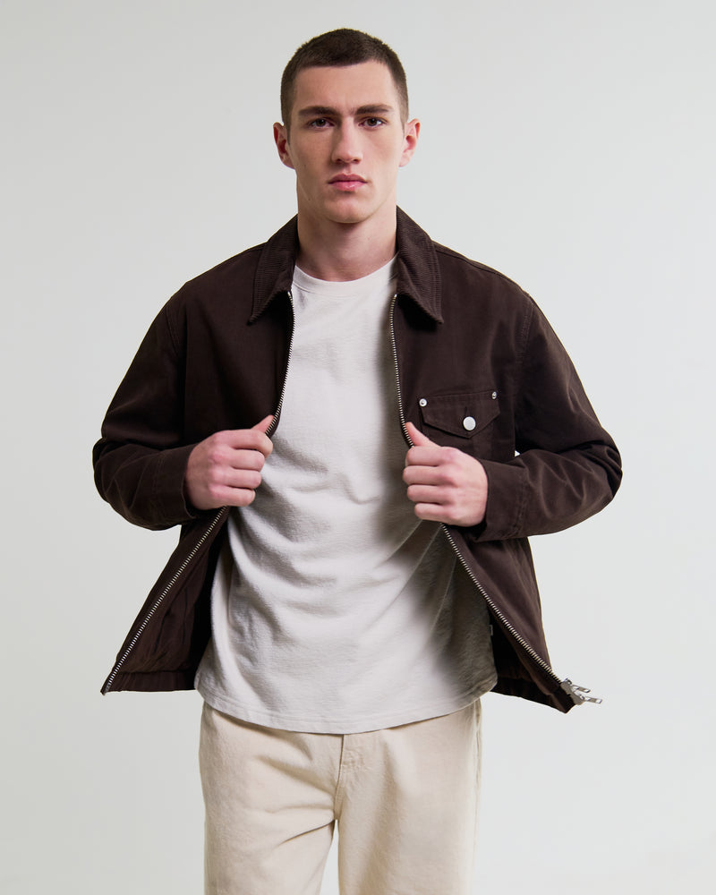 Men's Dark Brown Canvas Work Jacket & Wax London