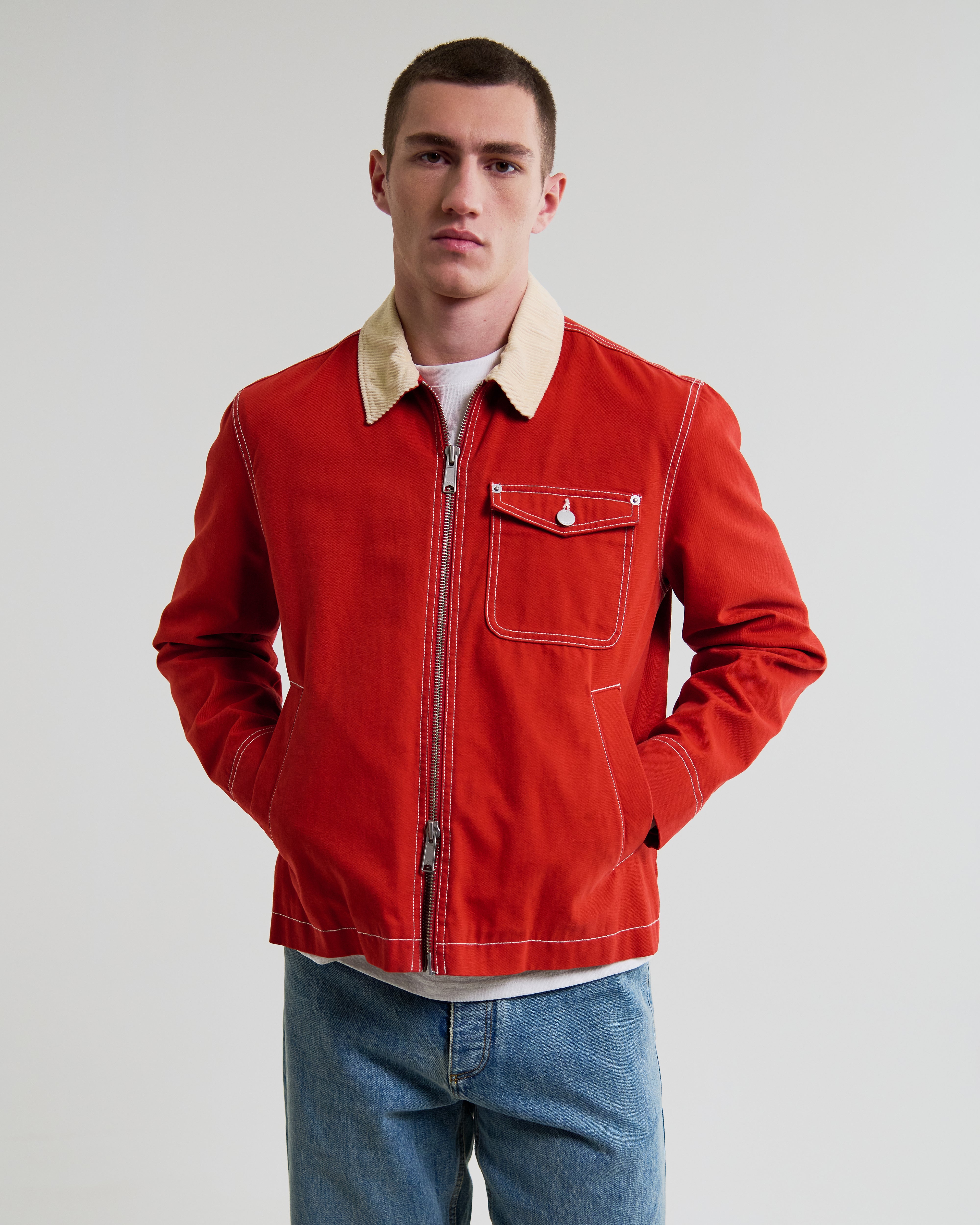 Men's Red Canvas Work Jacket & Wax London