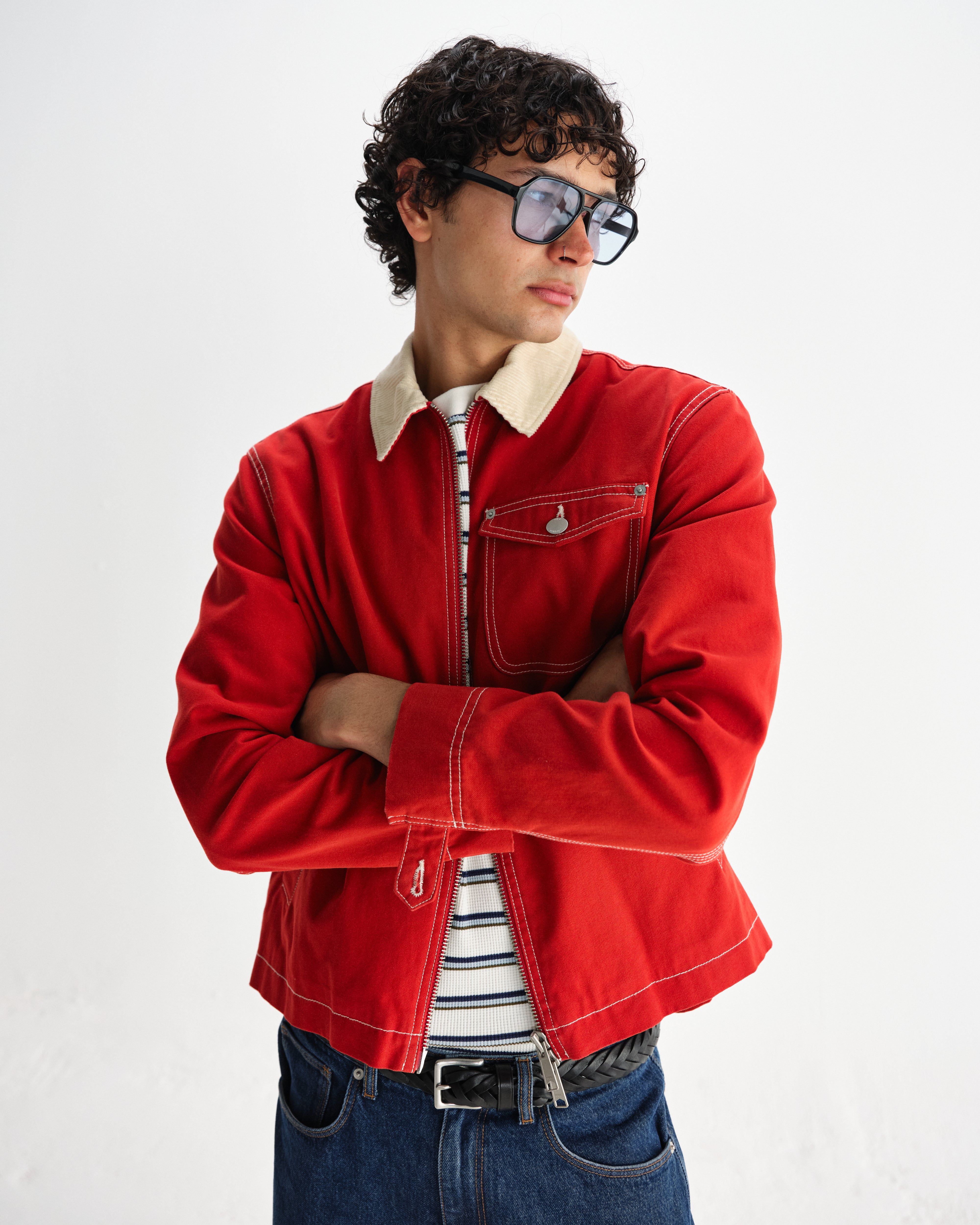 Men's Red Canvas Work Jacket & Wax London