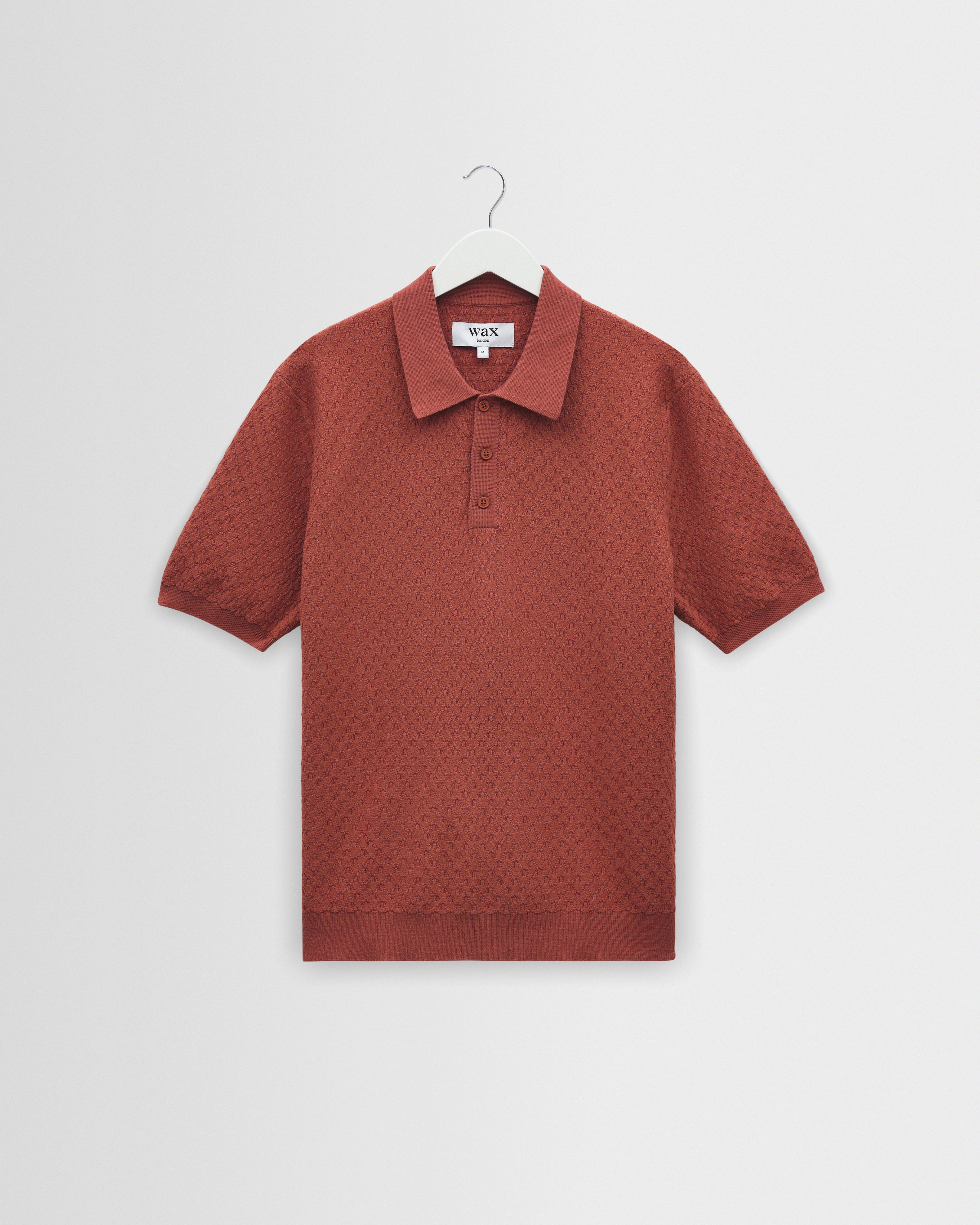Men's Rust Retro Diamond Knitted Polo & Wax London