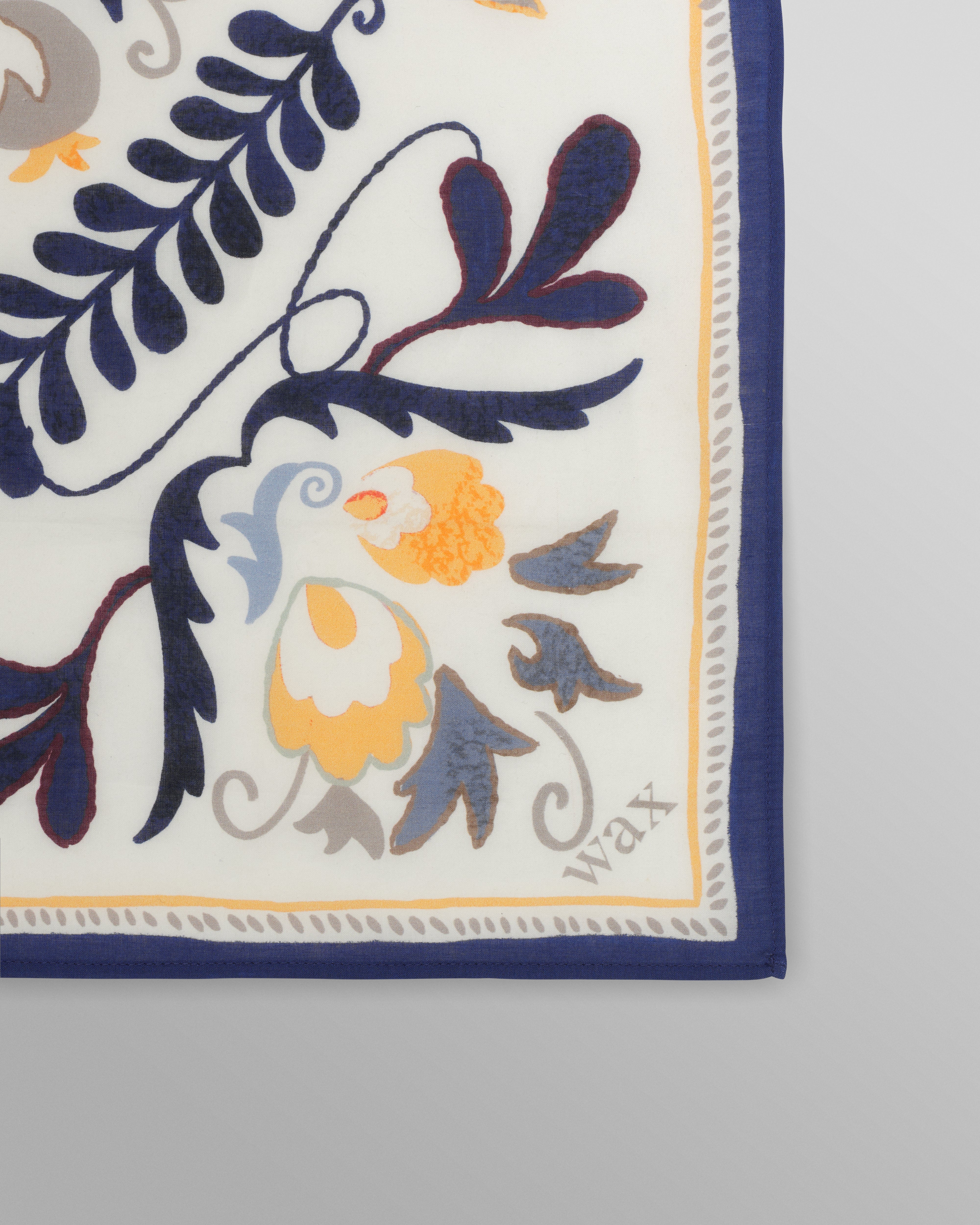 Men's Navy And Yellow Floral Tile Neck Scarf & Wax London