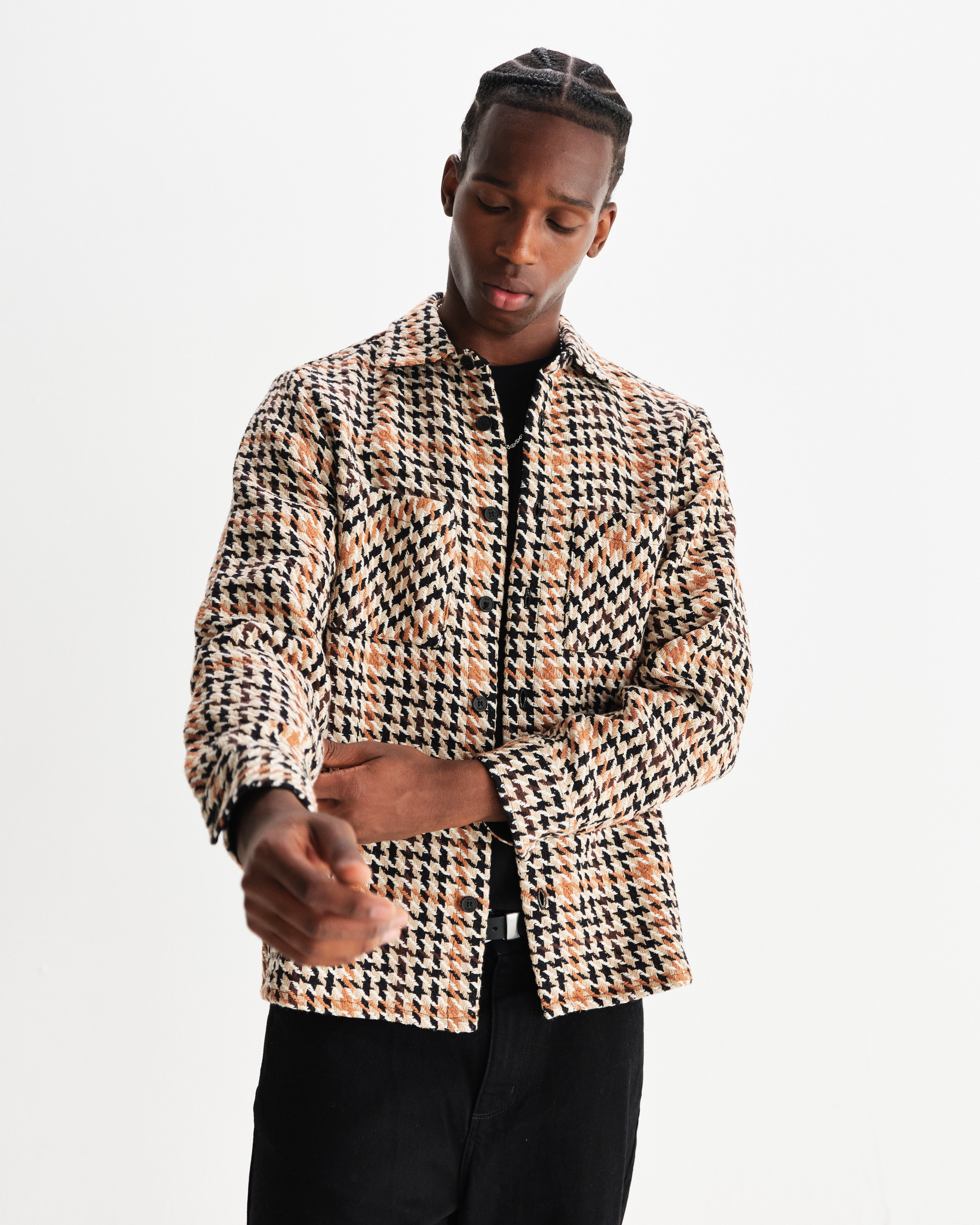 Men's Natural Houndstooth-Weave Overshirt & Wax London
