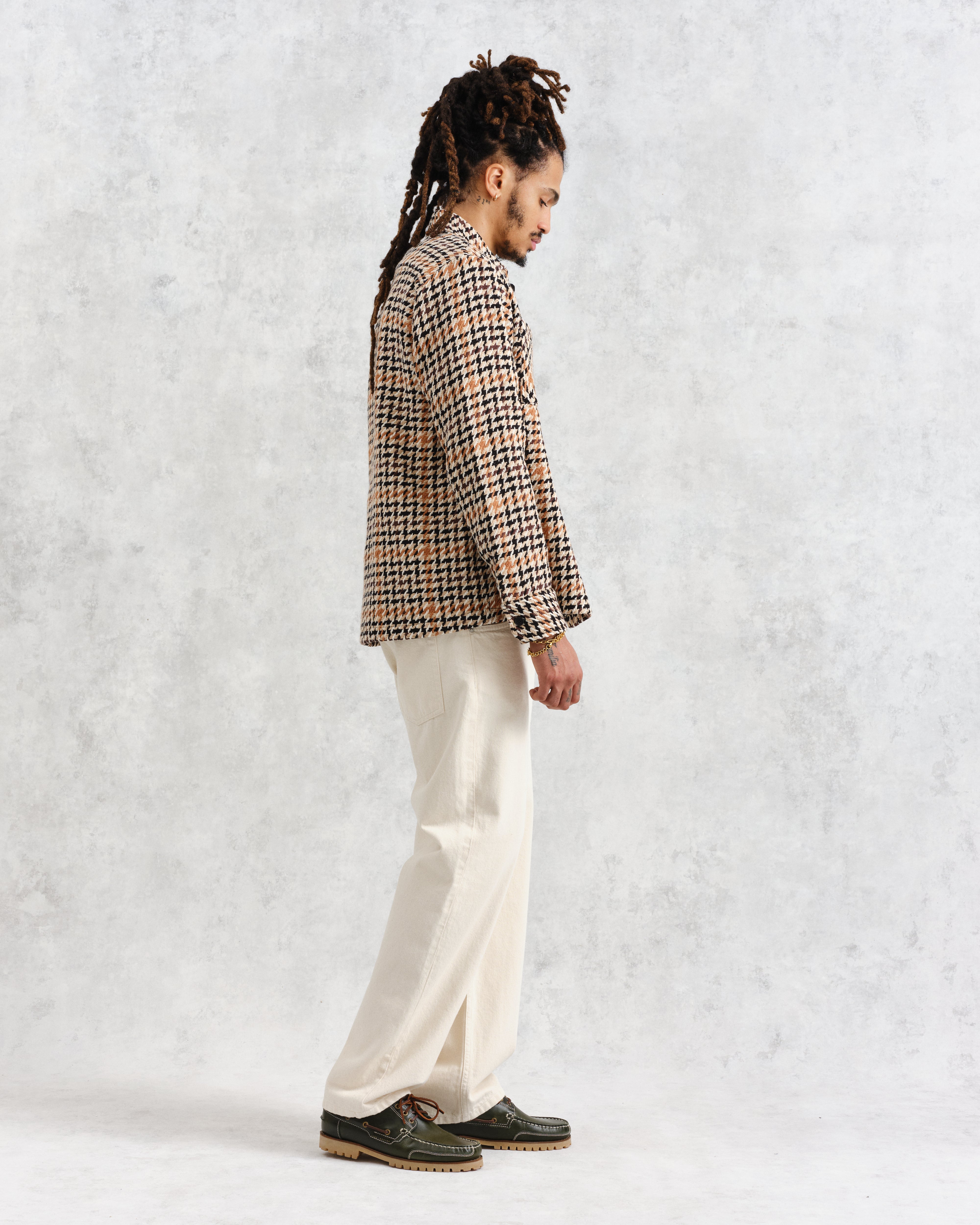 Men's Natural Houndstooth-Weave Overshirt & Wax London