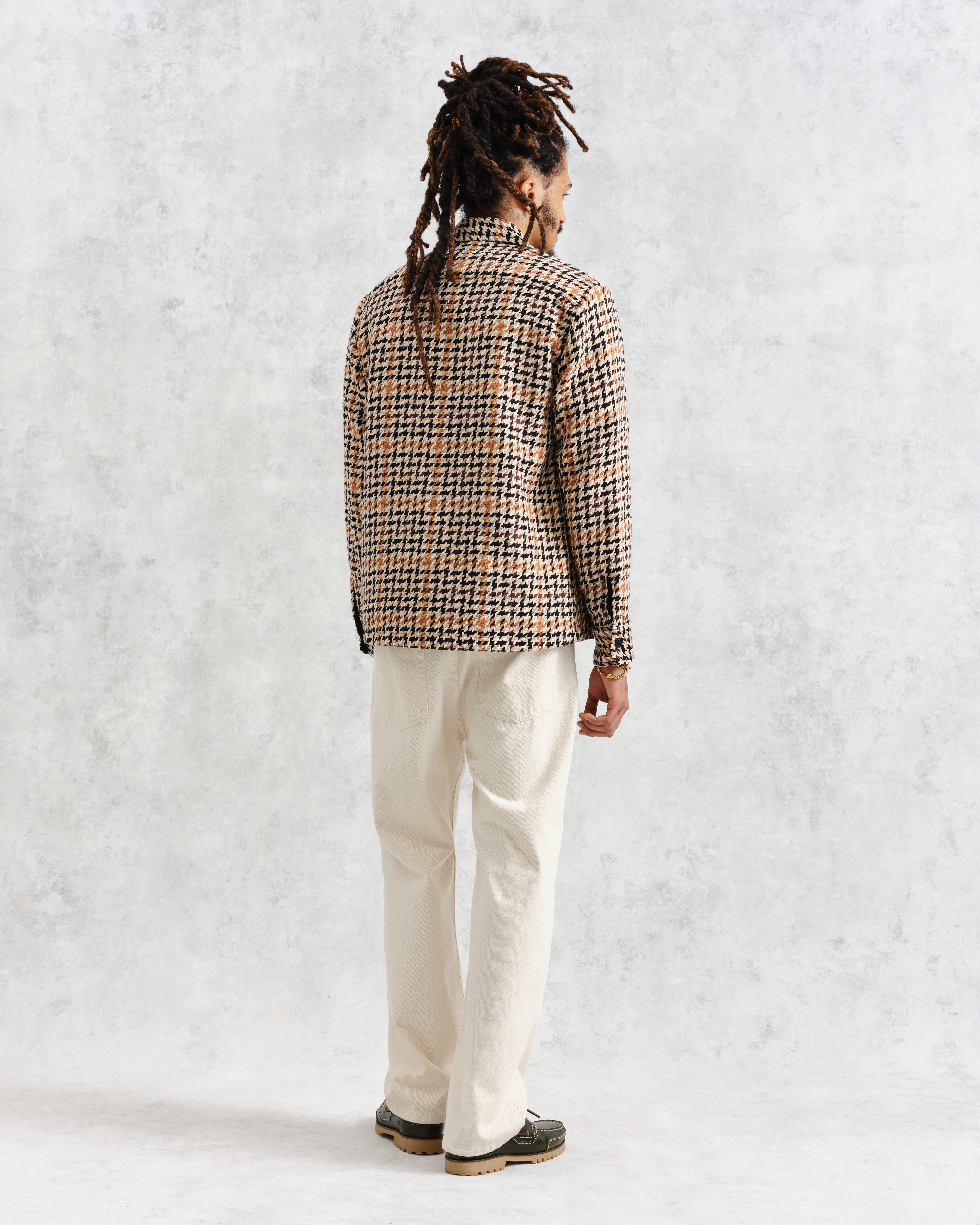 Men's Natural Houndstooth-Weave Overshirt & Wax London