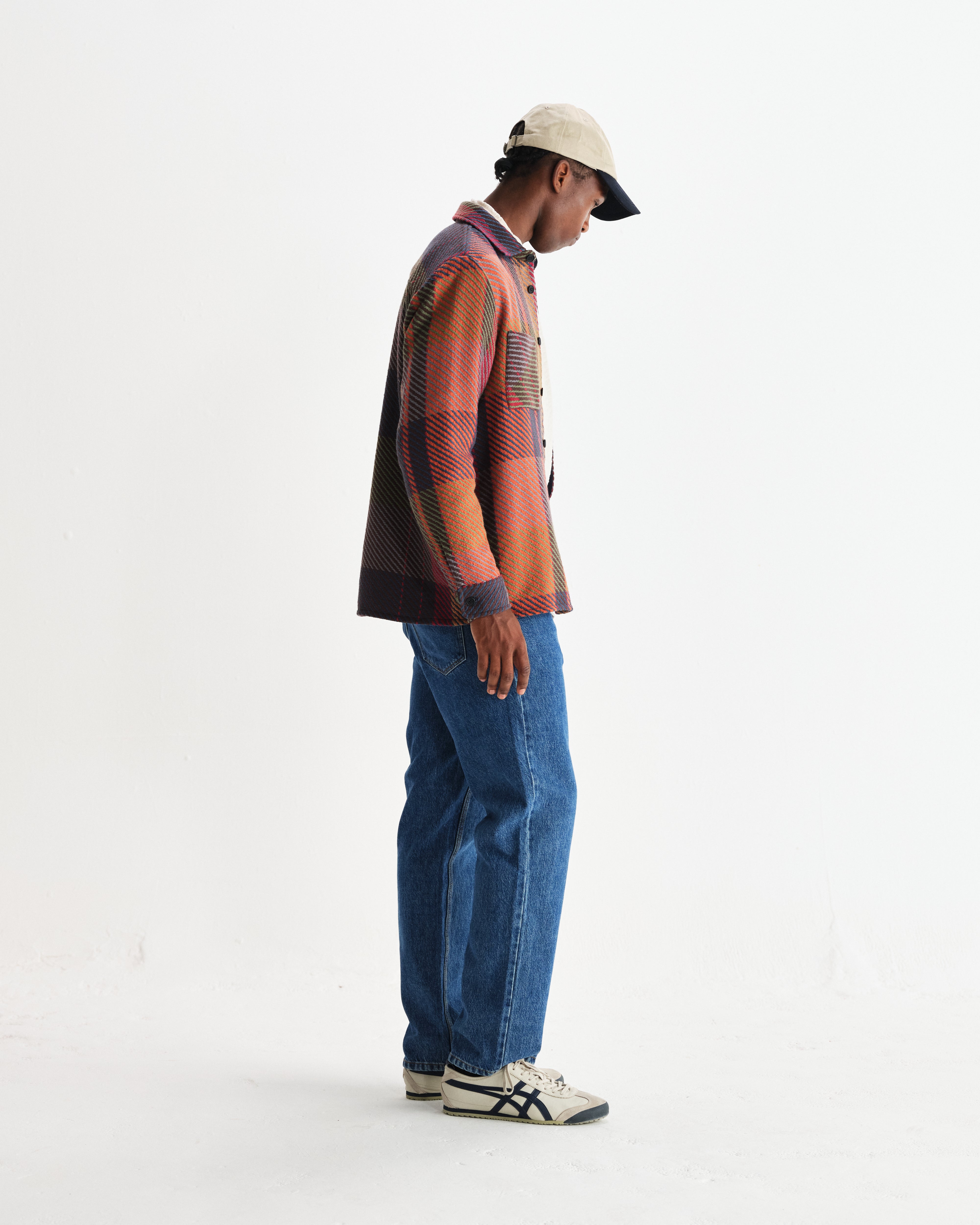 Men's Orange And Multicolour Check Overshirt & Wax London