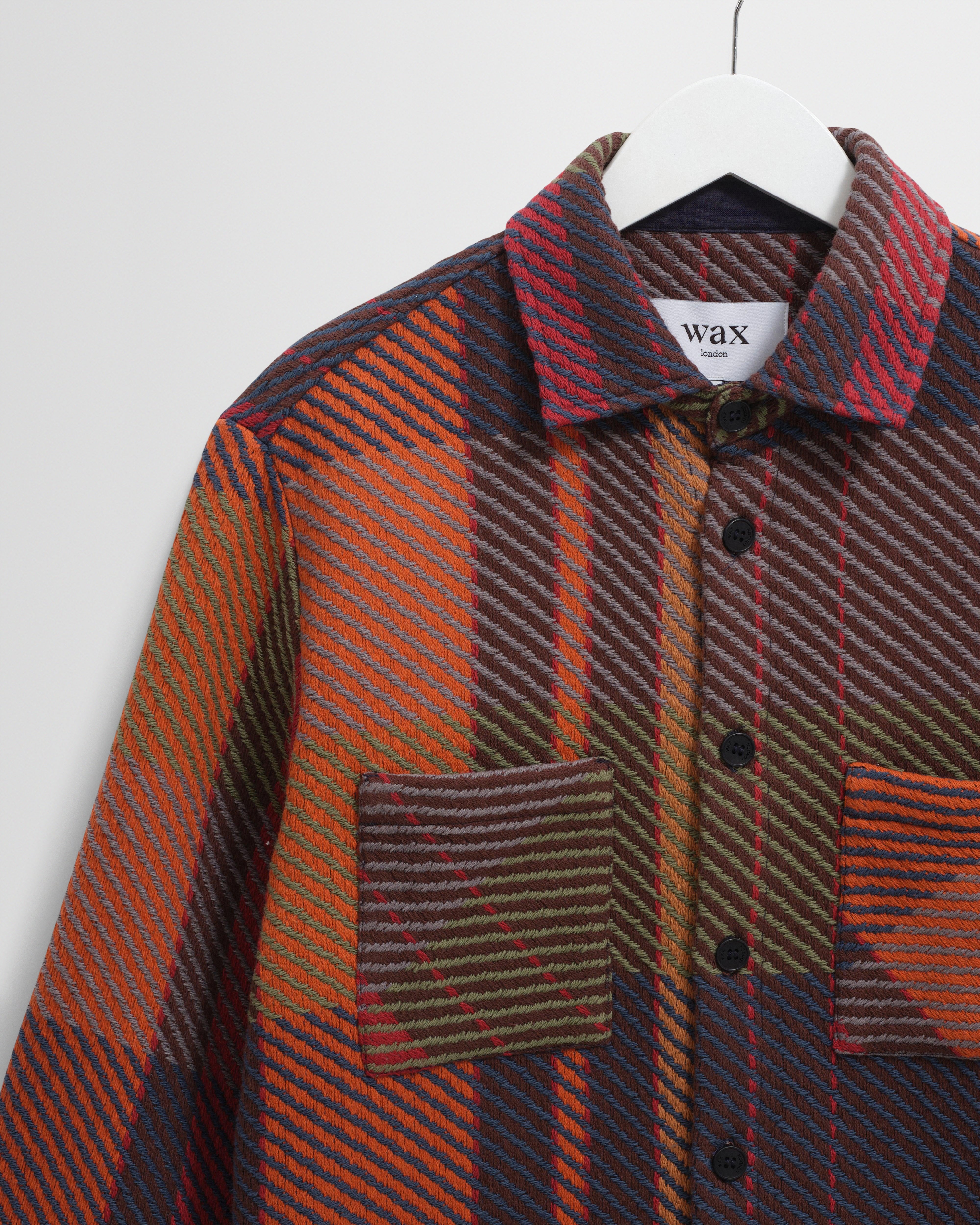 Men's Orange And Multicolour Check Overshirt & Wax London