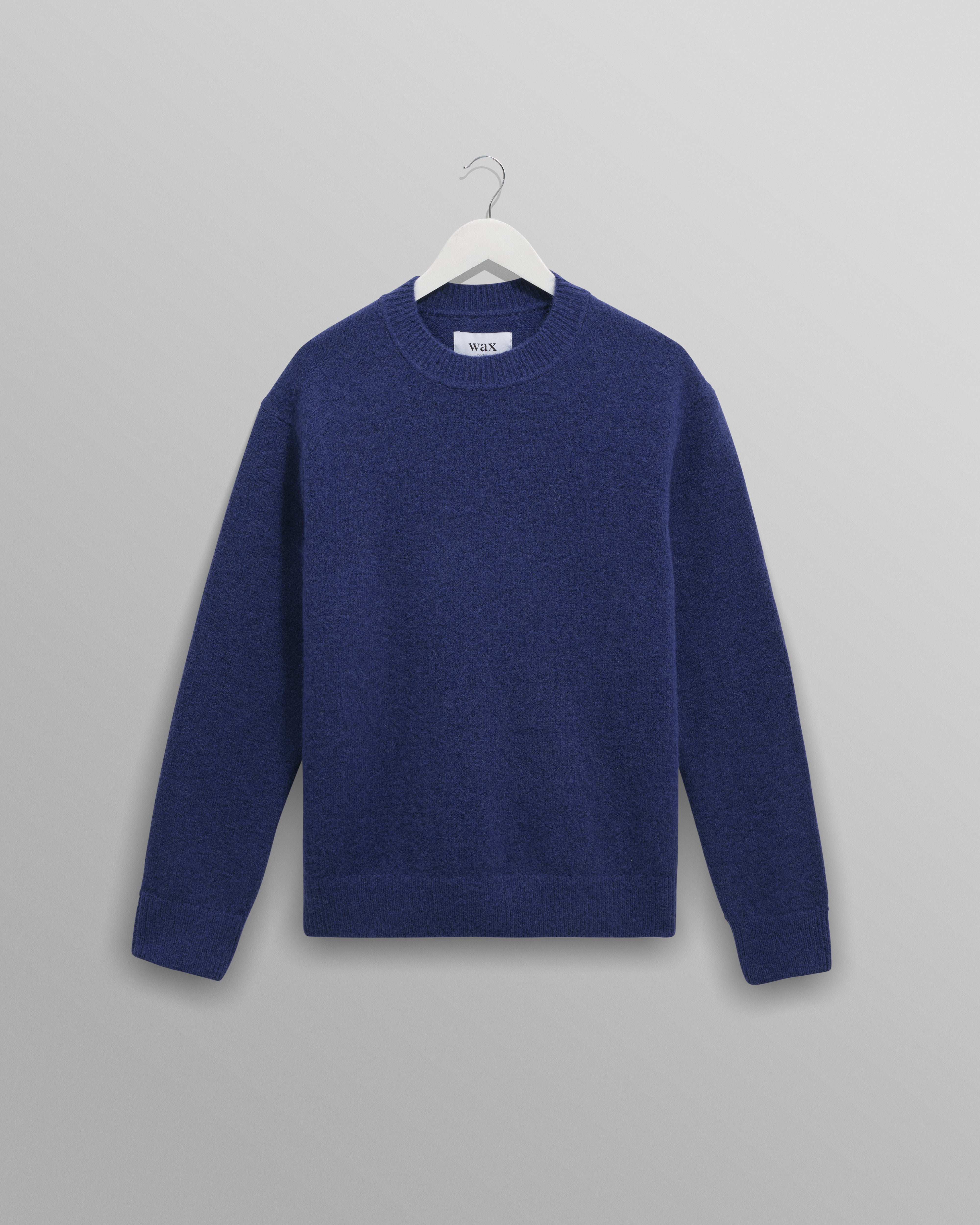 Men's Blue Fluffy Wool Crewneck & Wax London
