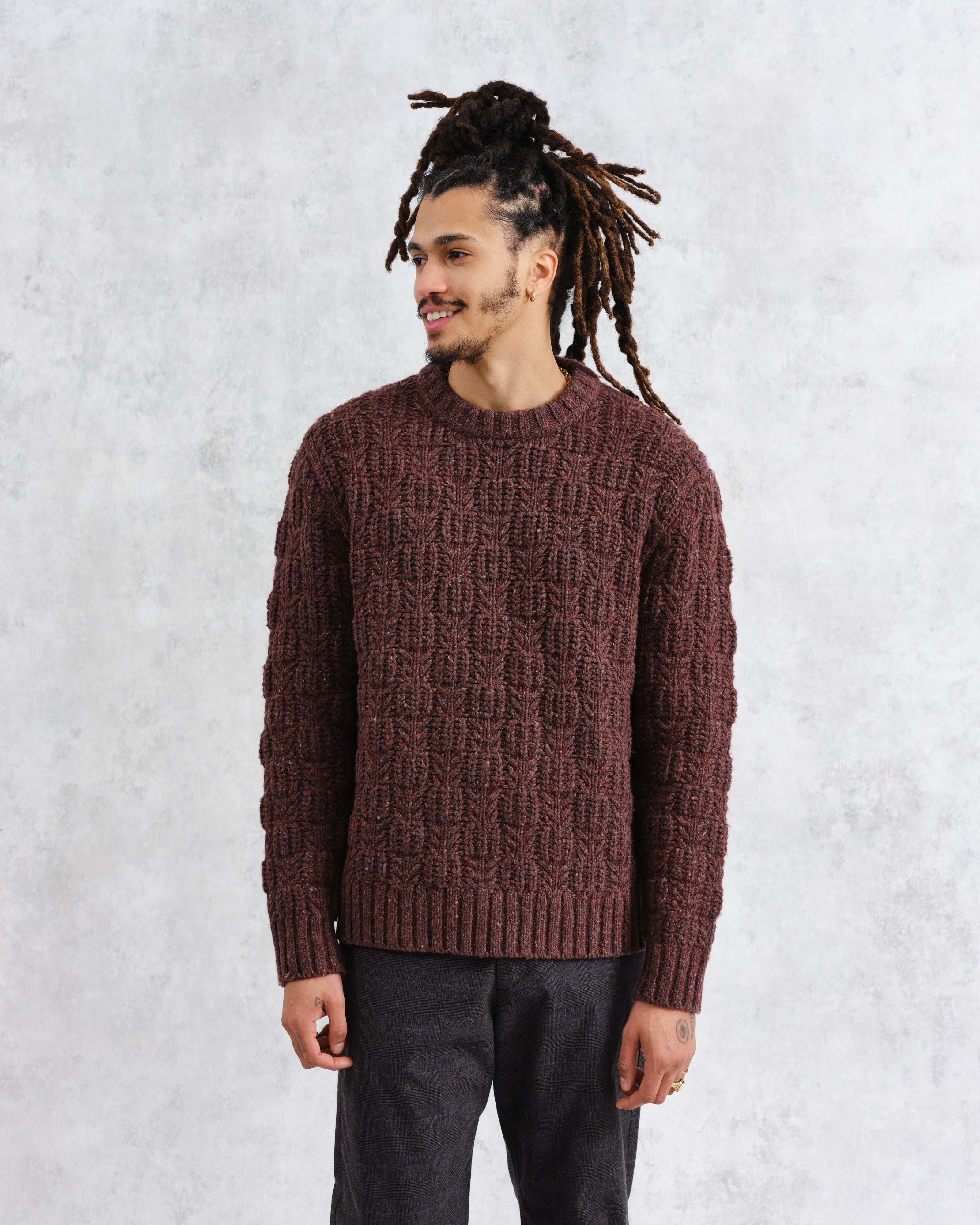 Men's Brown Checkerboard Leaf Jumper & Wax London