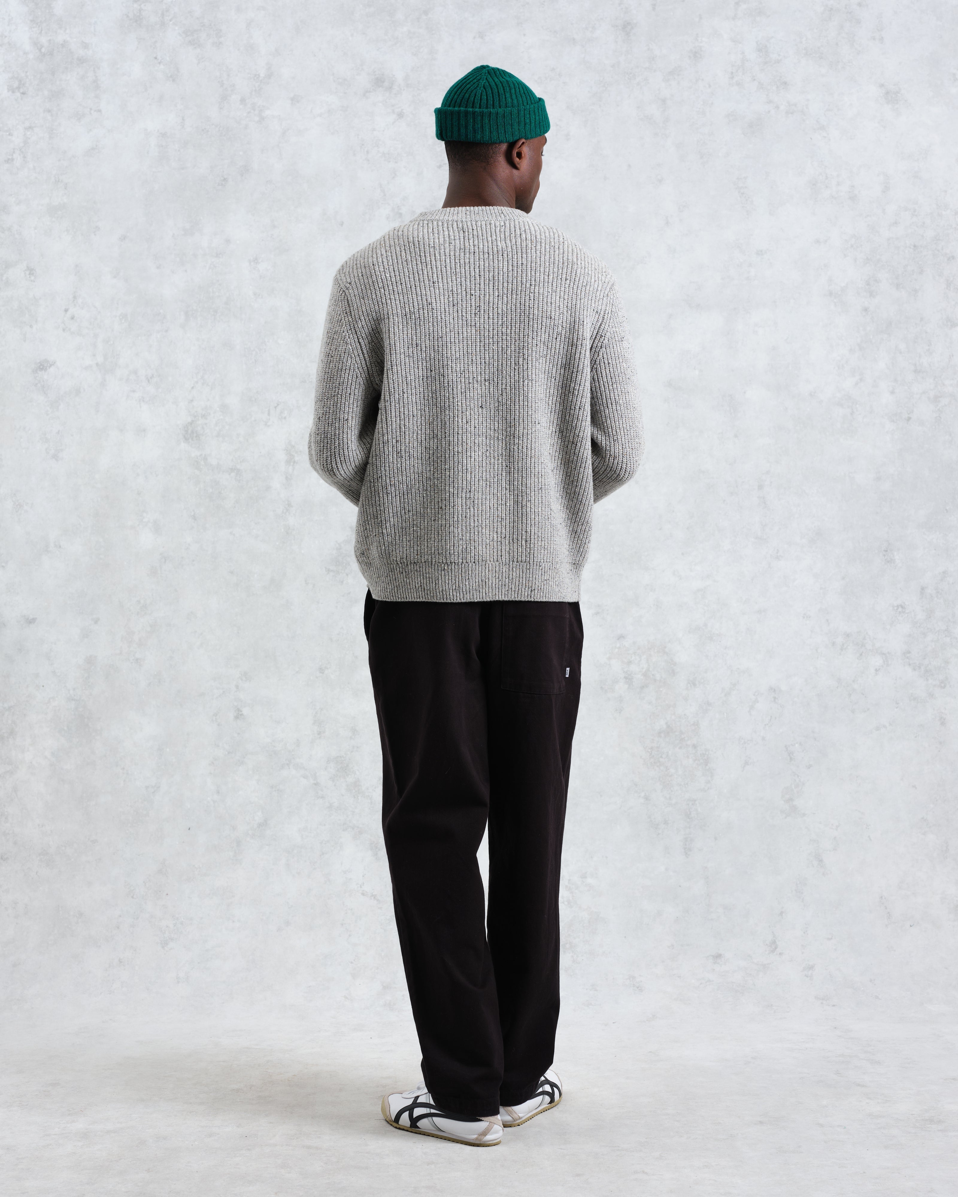 Men's Grey Fleck Wool Jumper & Wax London
