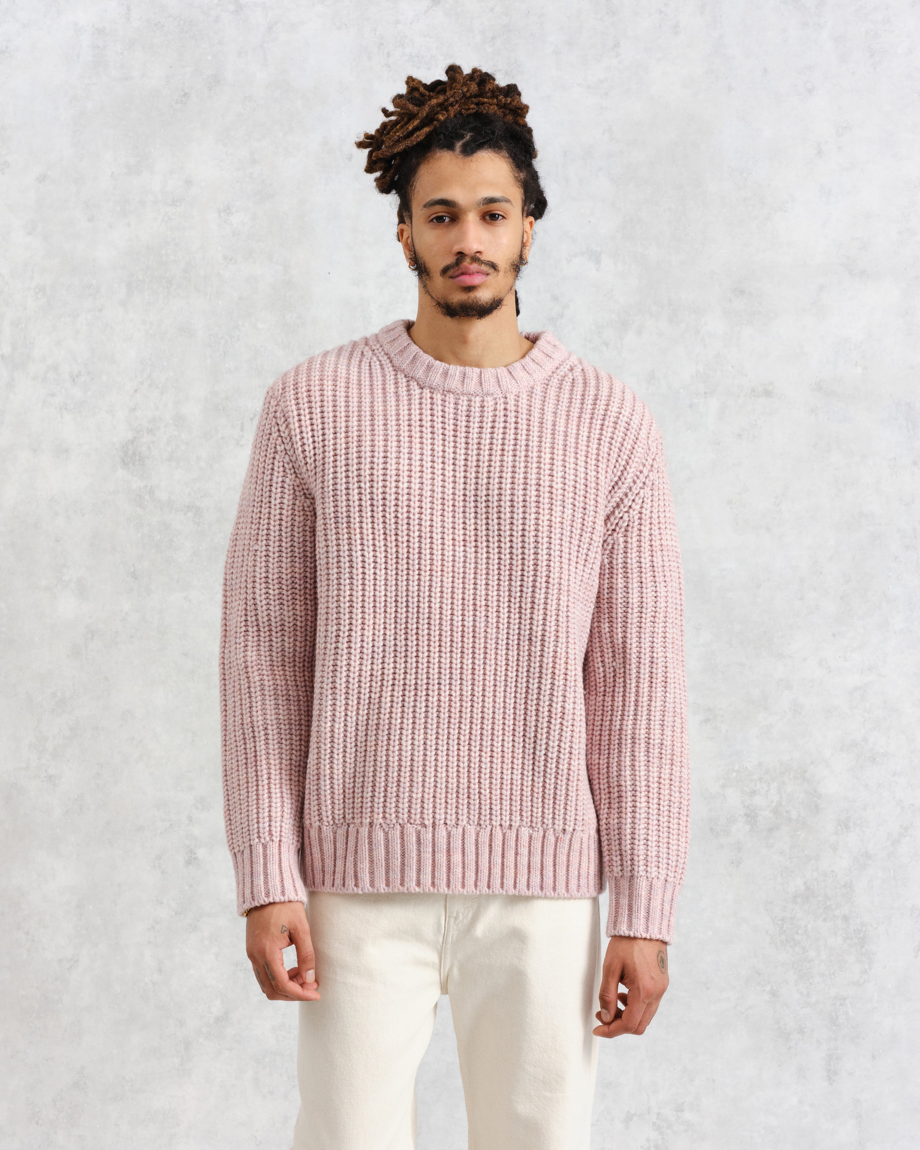 Men's Pink Heavyweight Knit Jumper & Wax London
