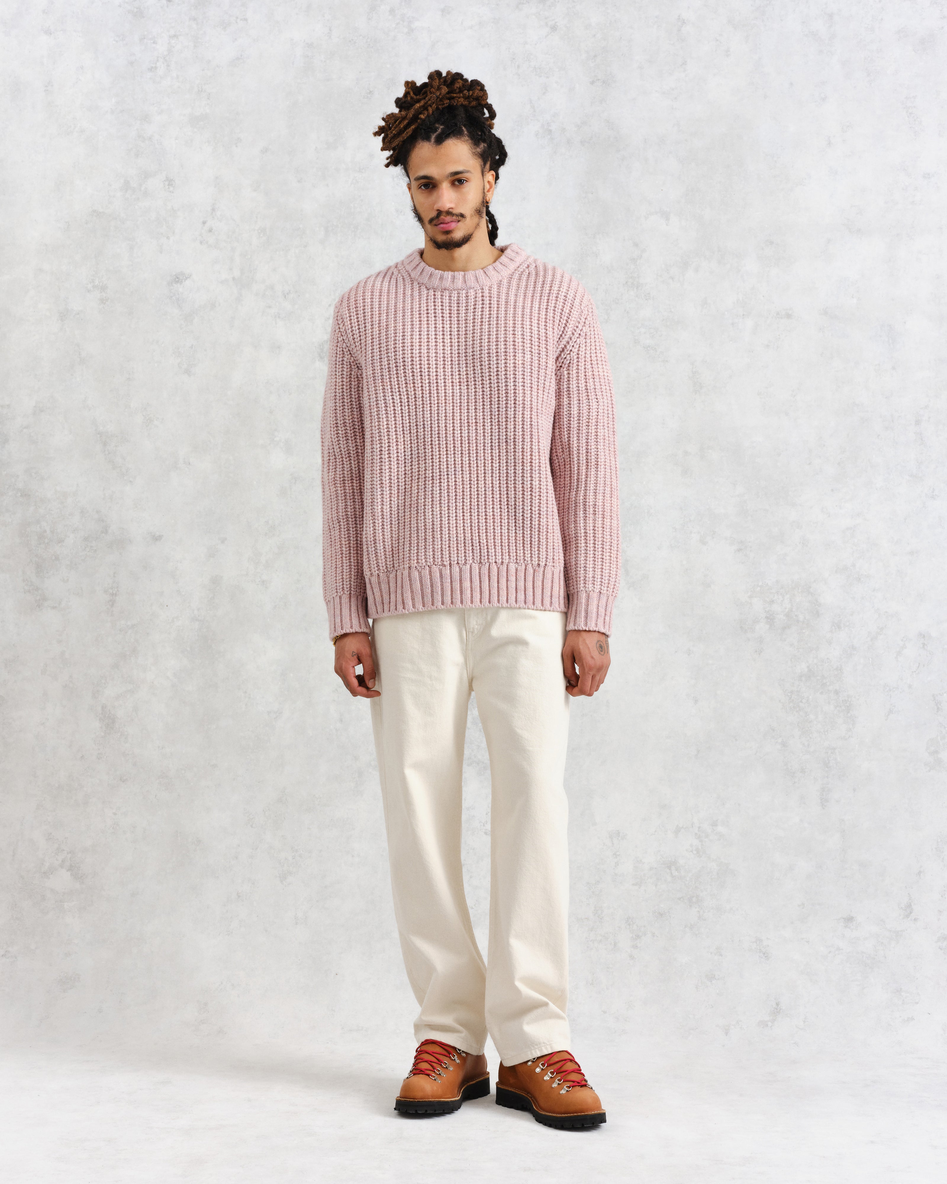 Men's Pink Heavyweight Knit Jumper & Wax London